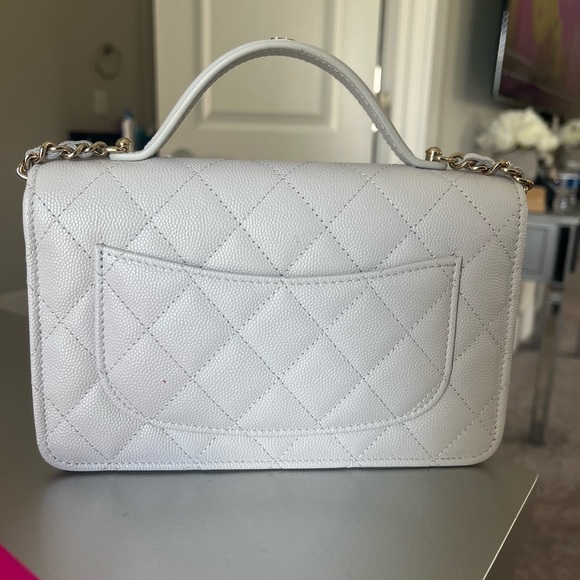 CHANEL | Bags | Chanel 25c Light Grey Grained Calfskin Shoulder Bag ...